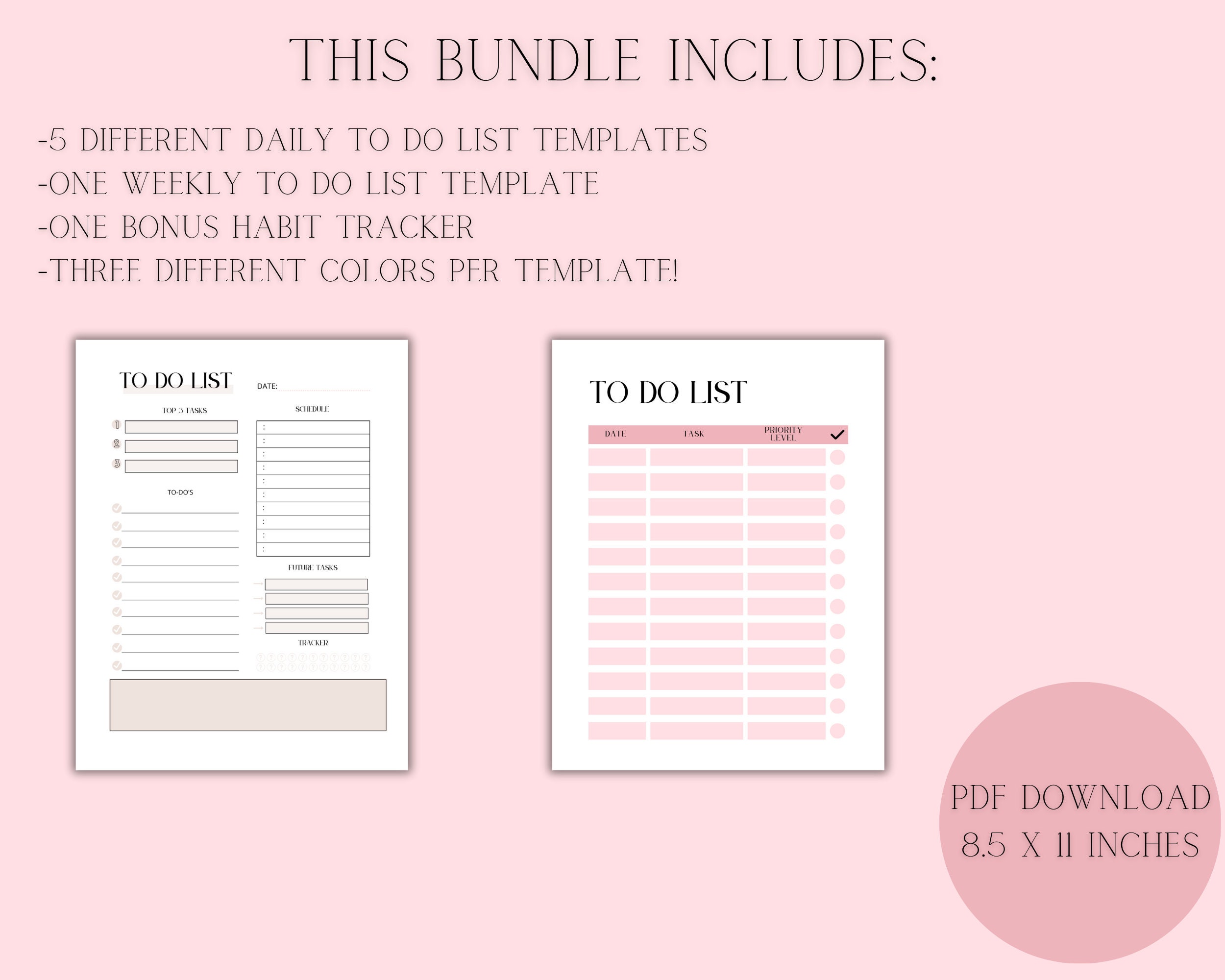 To Do List Printable, Habit Tracker Planner Bundle, Daily Planner ...