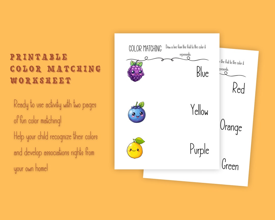 Toddler Activity Printable Worksheet for Toddlers, Color Matching Fruit ...