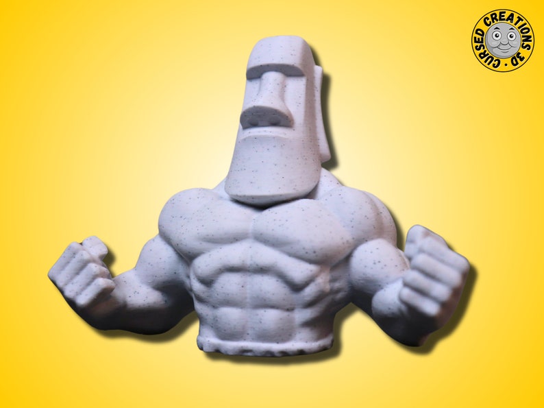 Buff Moai Statue: 3D Printed Stone Effect Meme Decor - Etsy