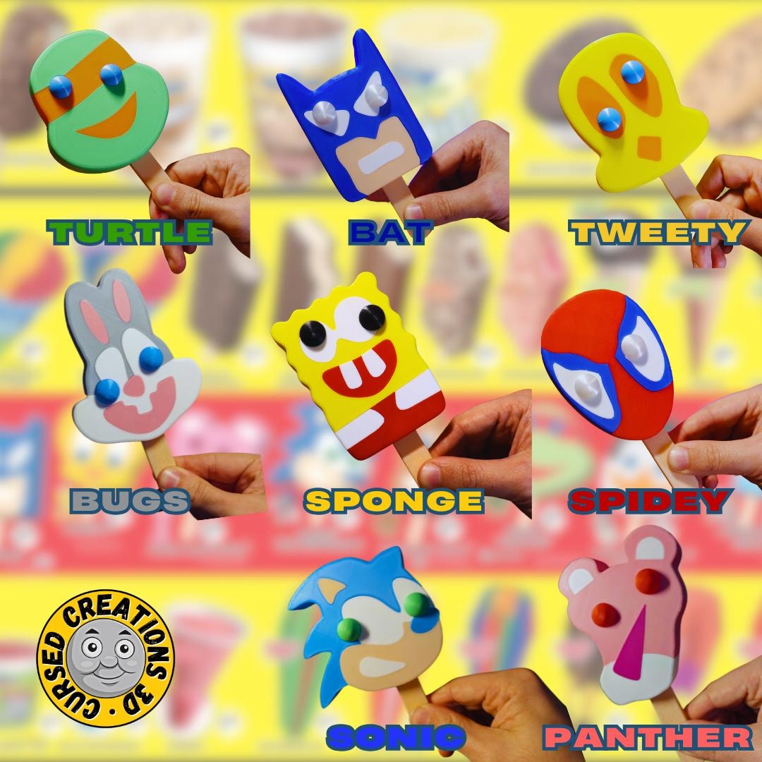 90s Cursed Popsicles | 3D Print | Nostalgic Character Popsicles - Etsy