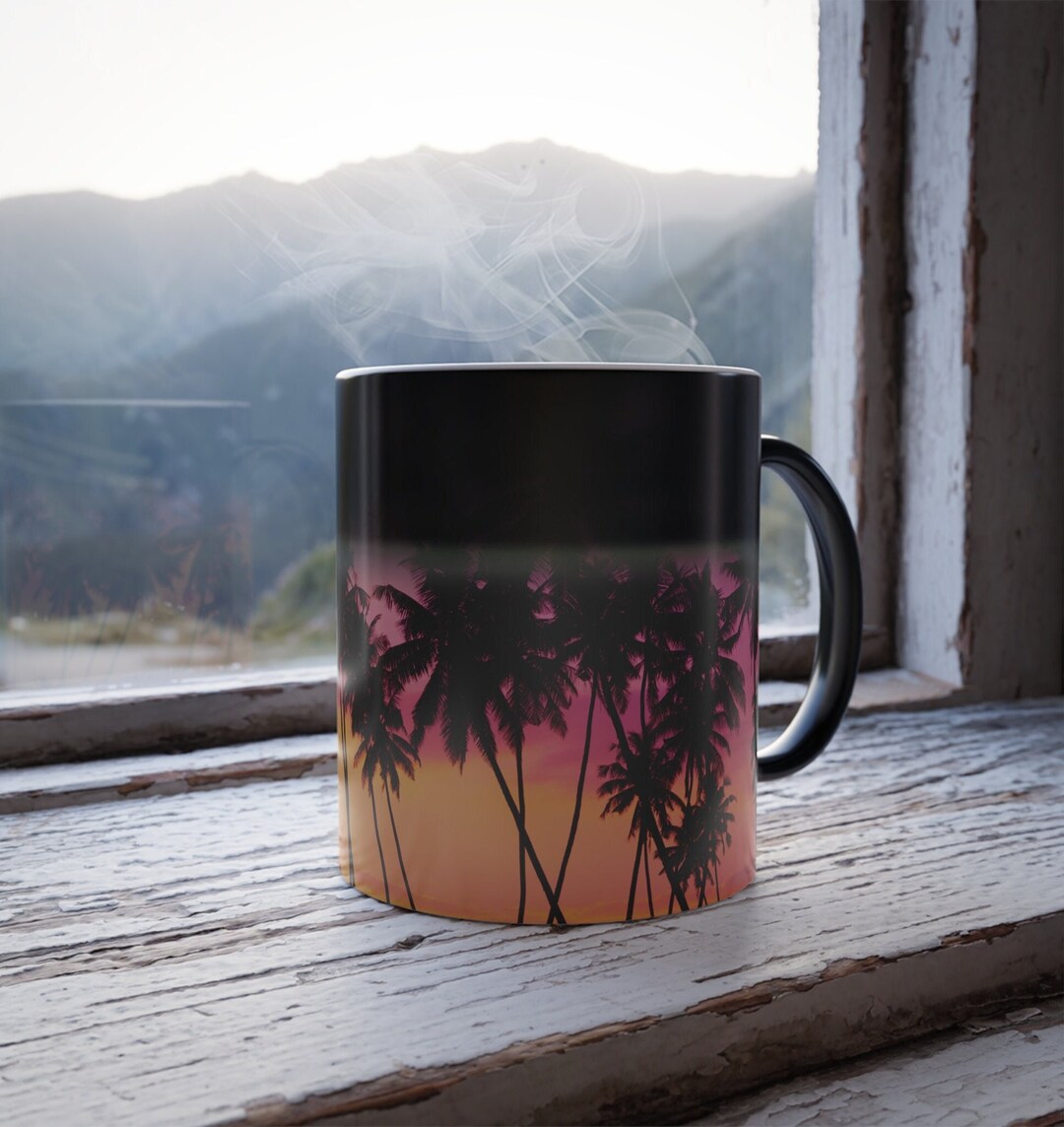 Palm Trees, Beach Sunset, Color Changing Mugs, Color Morphing Coffee ...