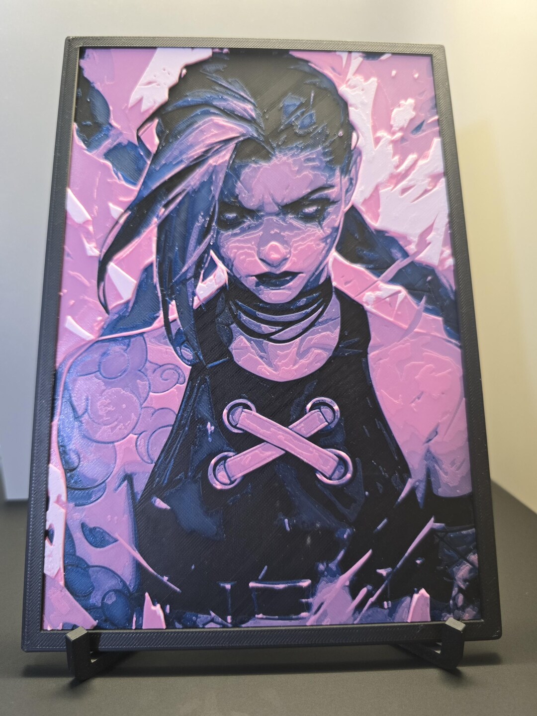 Jinx League of Legends 3D Printed Bas-relief Art Colored Gaming Panel ...