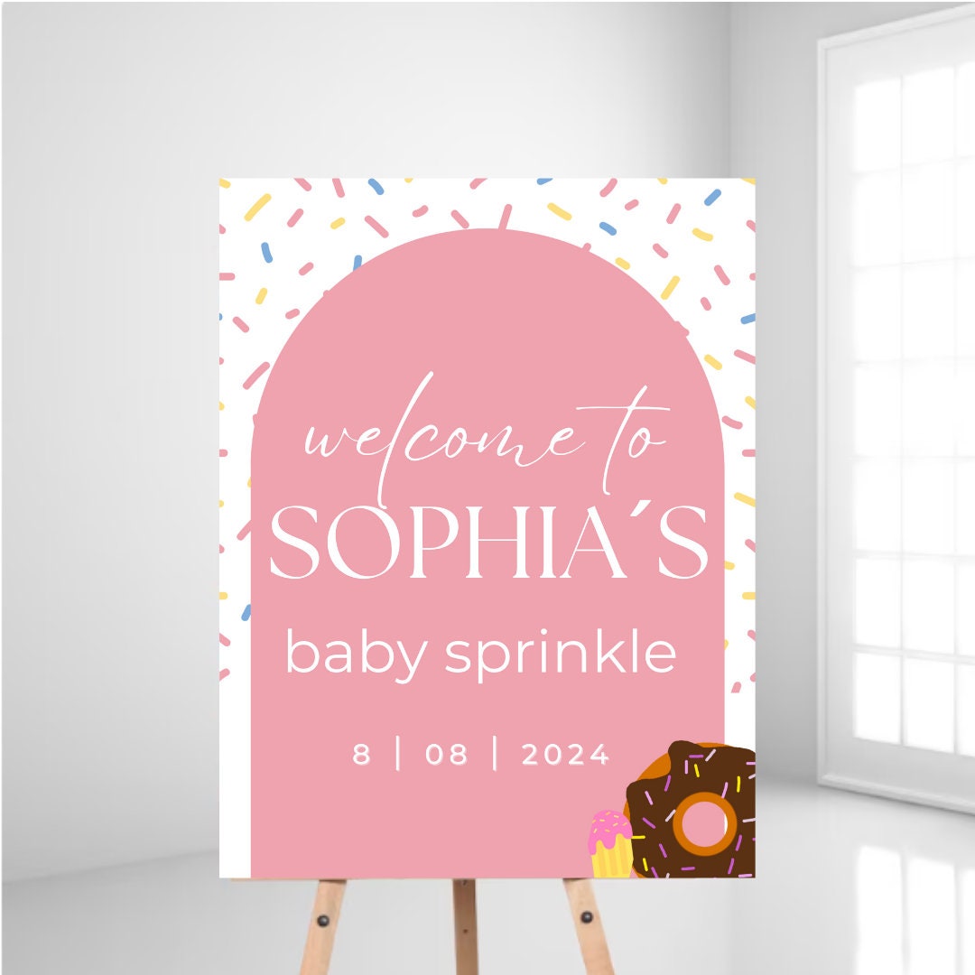 Pink Baby Sprinkle Welcome Sign, Girl Baby Sprinkle Welcome Sign ...
