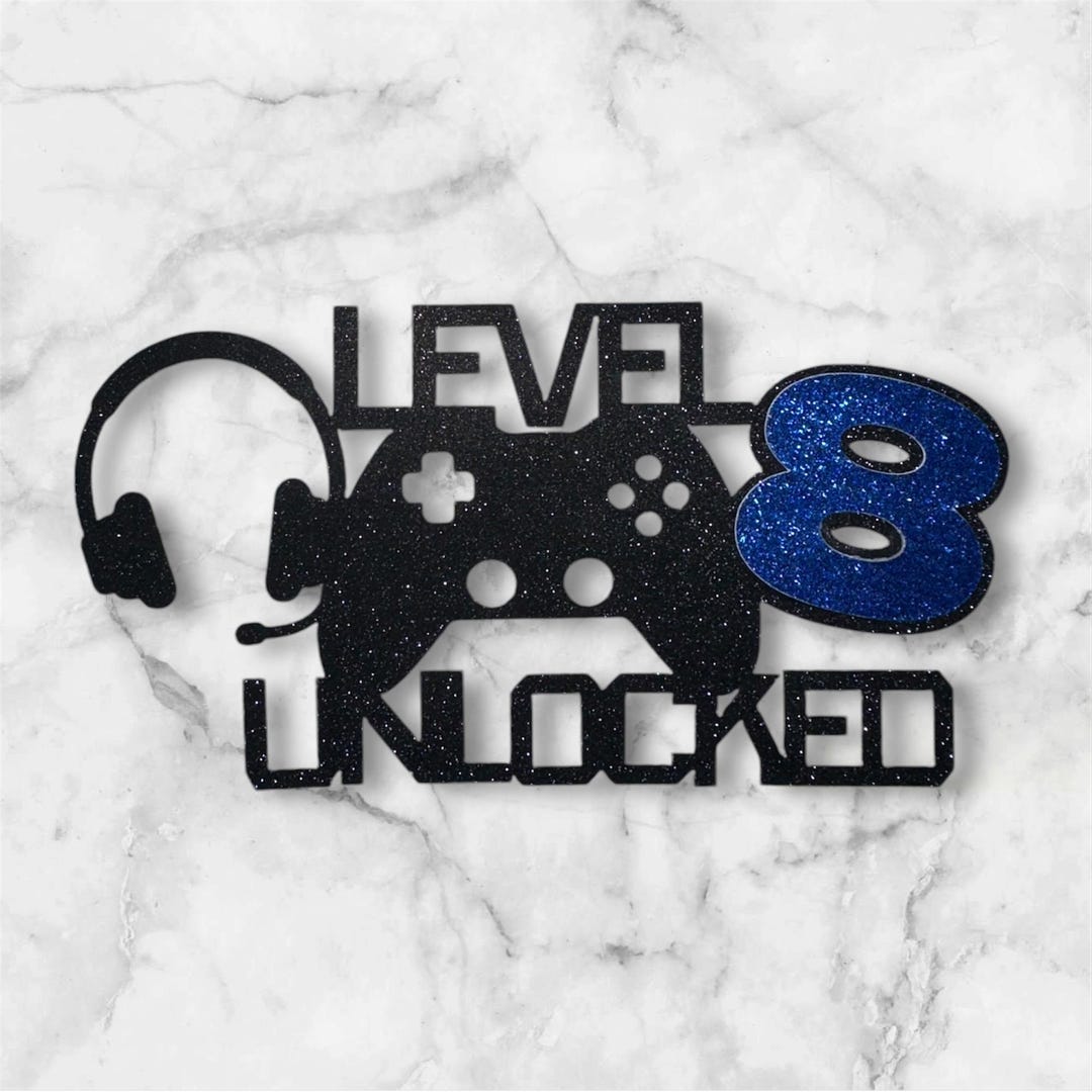 GAMER Level 8 Unlocked Cake Topper - Etsy