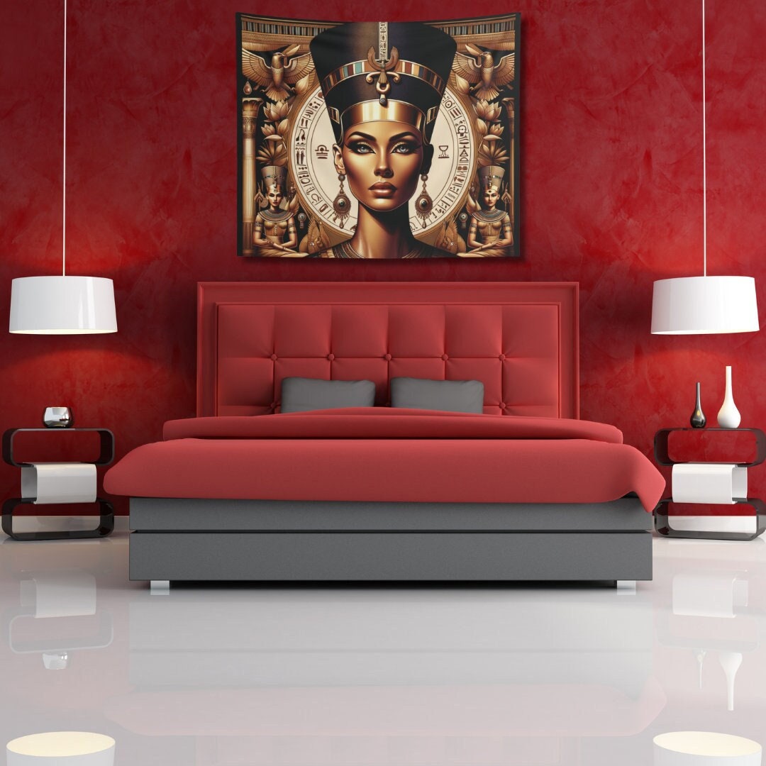 Queen Nefertiti Tapestry Graceful Ancient Egyptian Art Majesty Tapestry Queen Power Tapestry ...