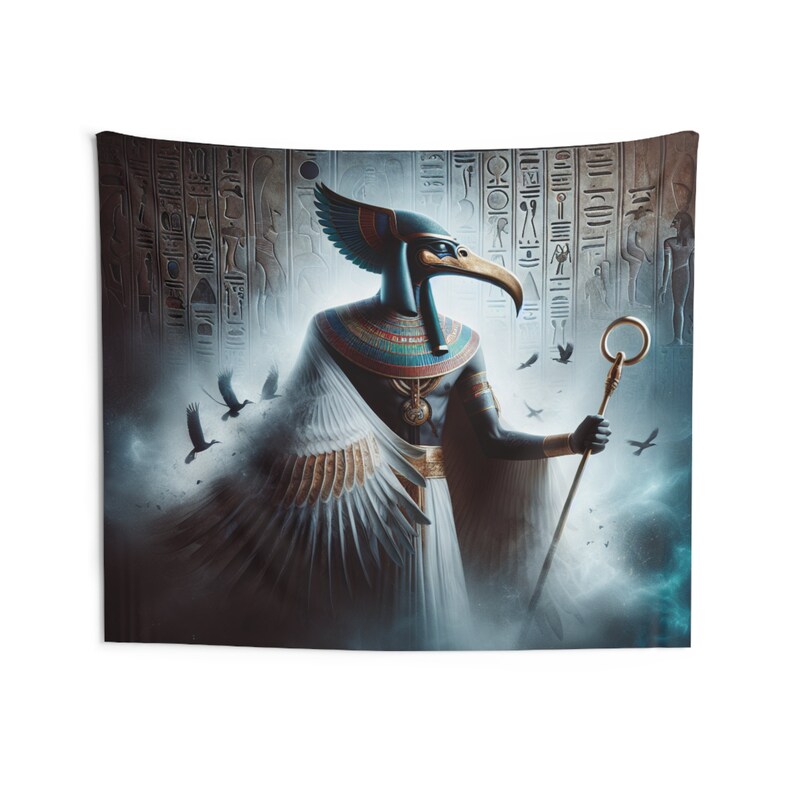 Majestic and Powerful Egyptian God Thoth Tapestry Mysterious Moon ...