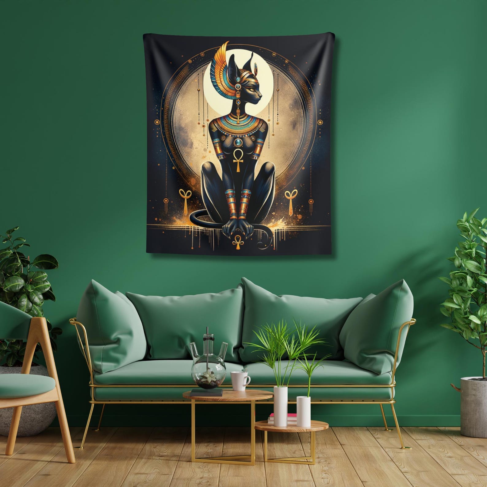 Egyptian Bastet Tapestry: Cat Goddess Wall Art - Etsy