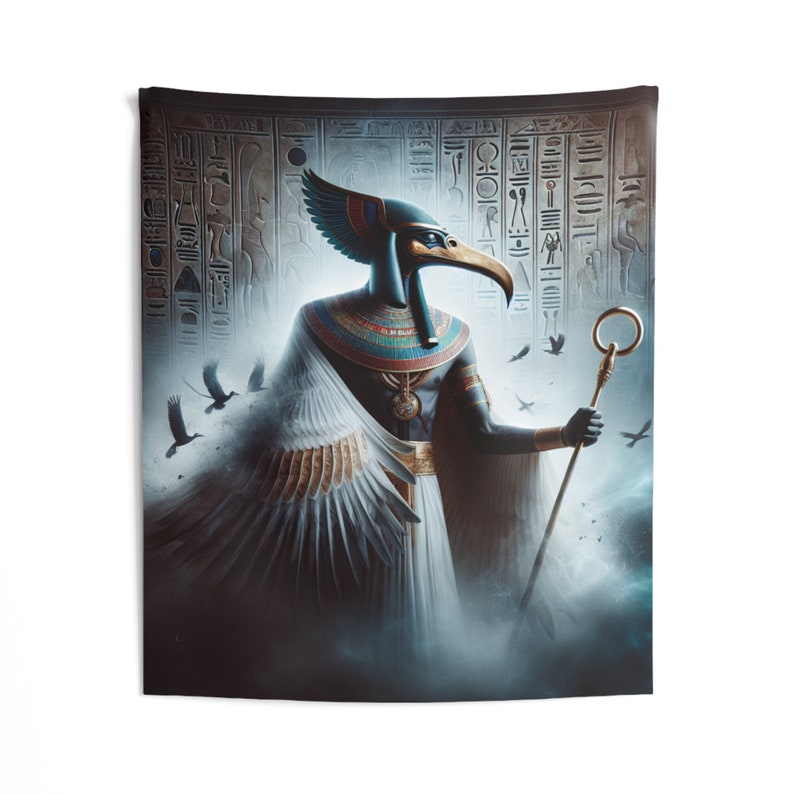 Majestic and Powerful Egyptian God Thoth Tapestry Mysterious Moon ...