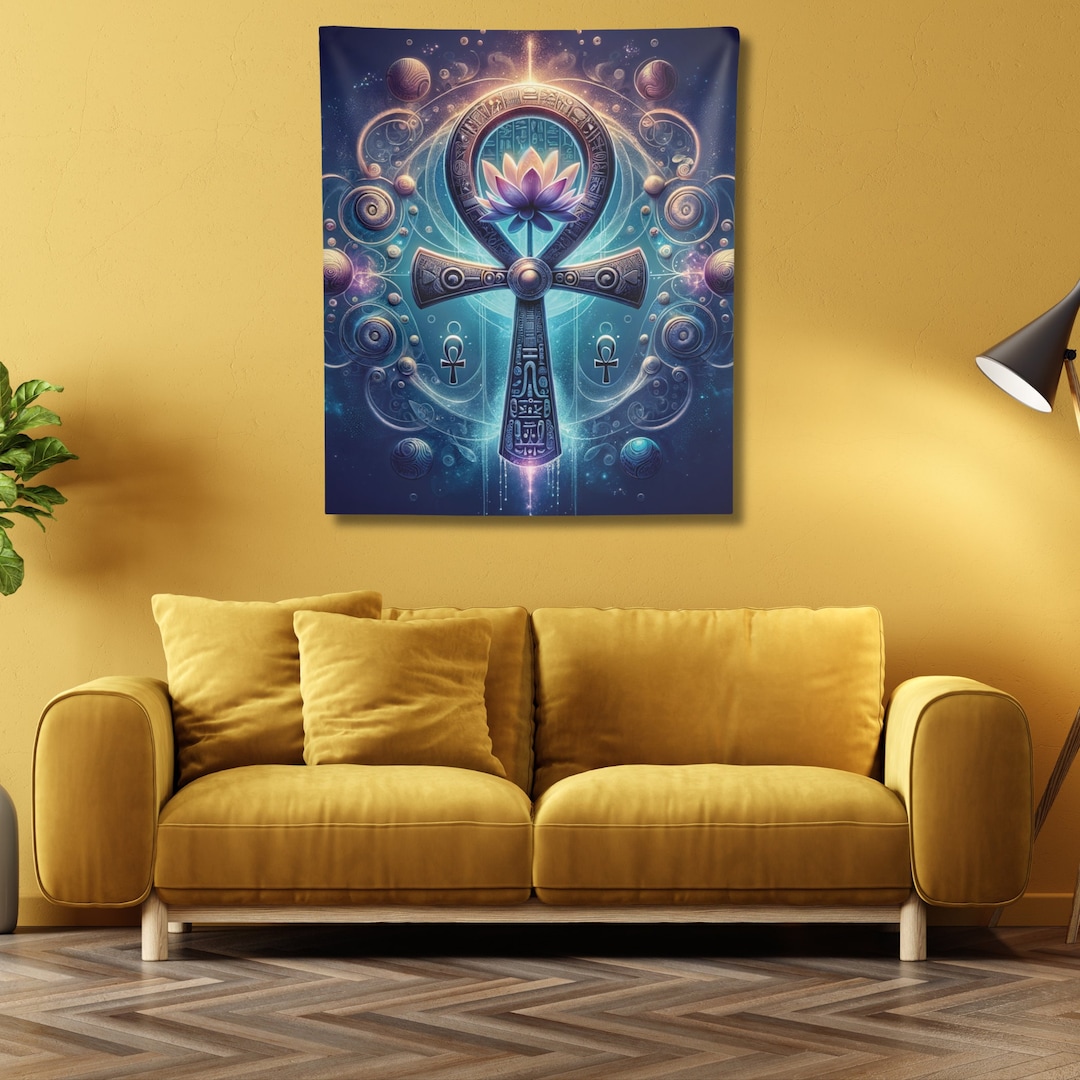 Ancient Egyptian Ankh Decor Spiritual Wall Tapestry Sacred Symbol Wall ...
