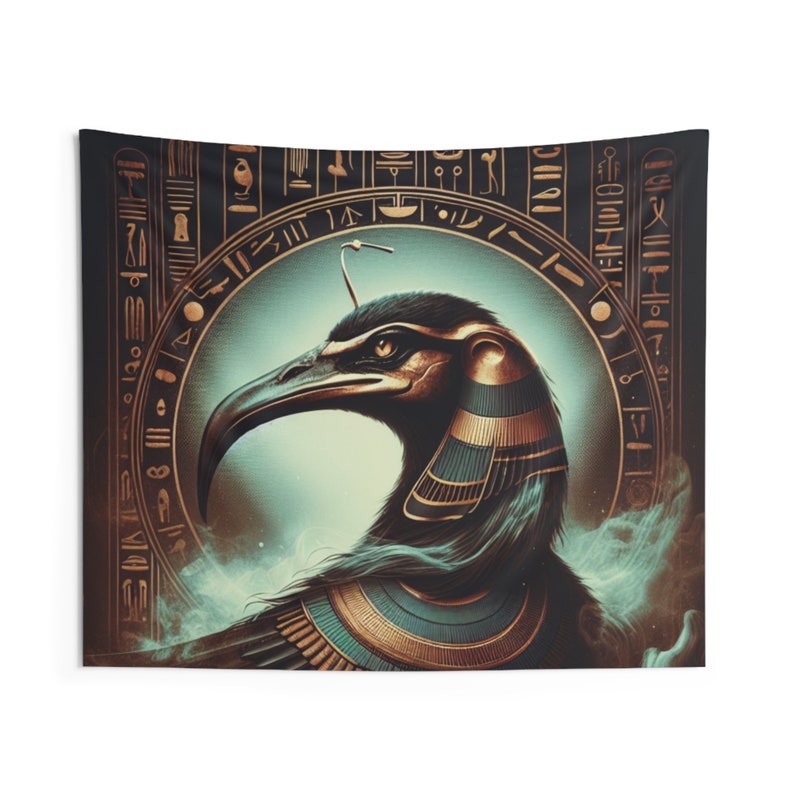 Majestic and Powerful Egyptian God Thoth Tapestry Mysterious Moon ...
