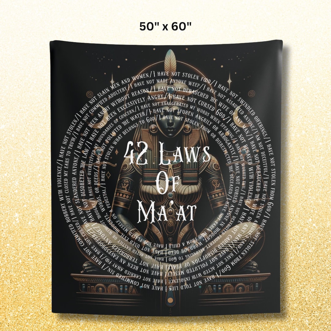 42 Laws of Ma'at Decor Spiritual Law Tapestry Egyptian Wall Tapestry ...