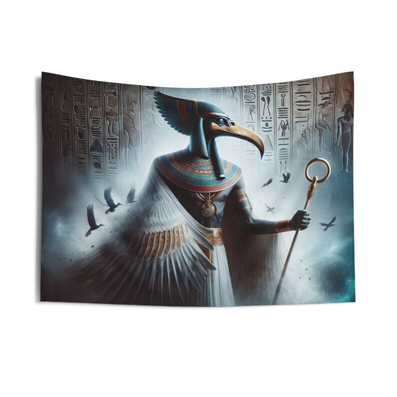 Majestic and Powerful Egyptian God Thoth Tapestry Mysterious Moon ...