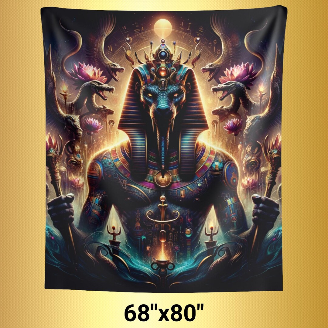 Sobek Tapestry Egyptian God Wall Art Crocodile Deity Decor Mythology ...