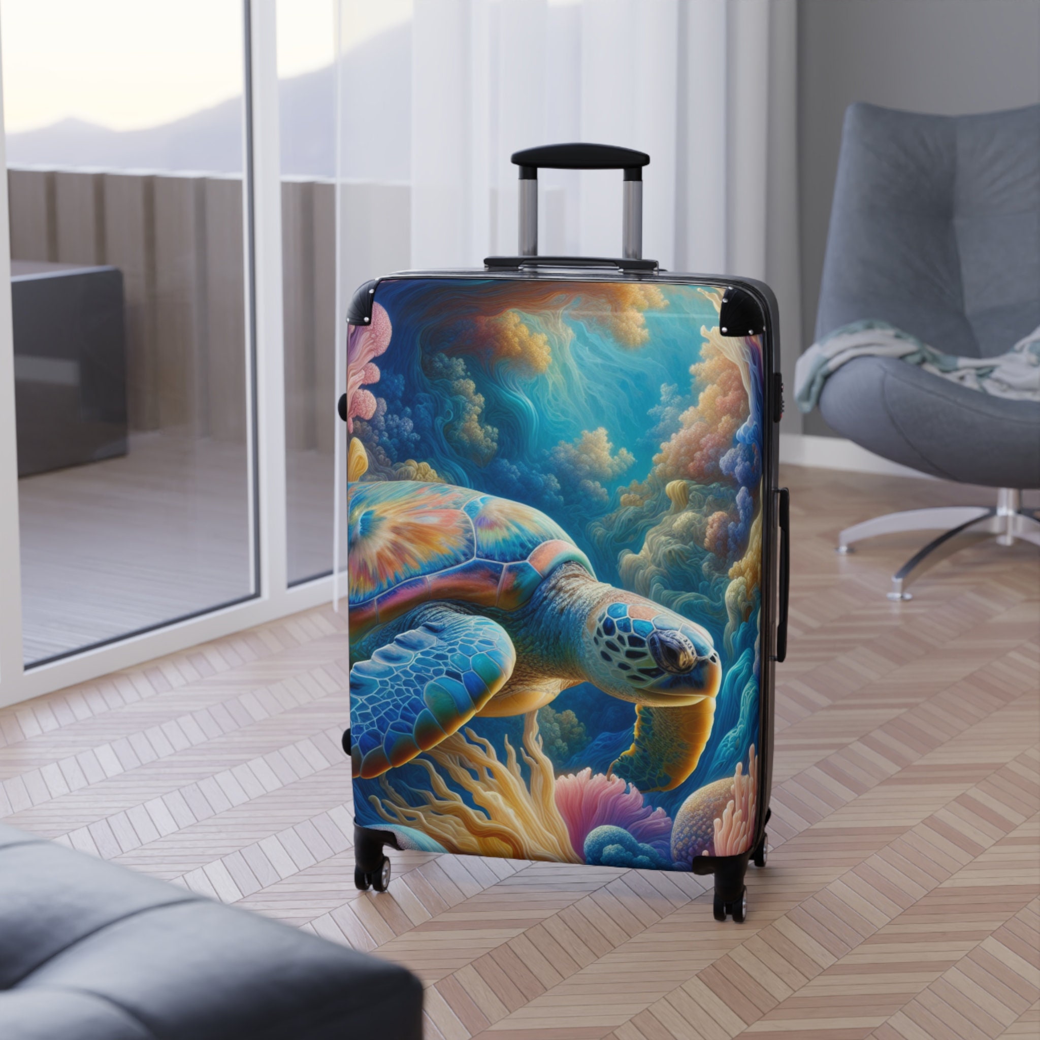 Sea Turtle Suitcase, Ocean Themed Suitcase, Durable Cover Suitcase ...