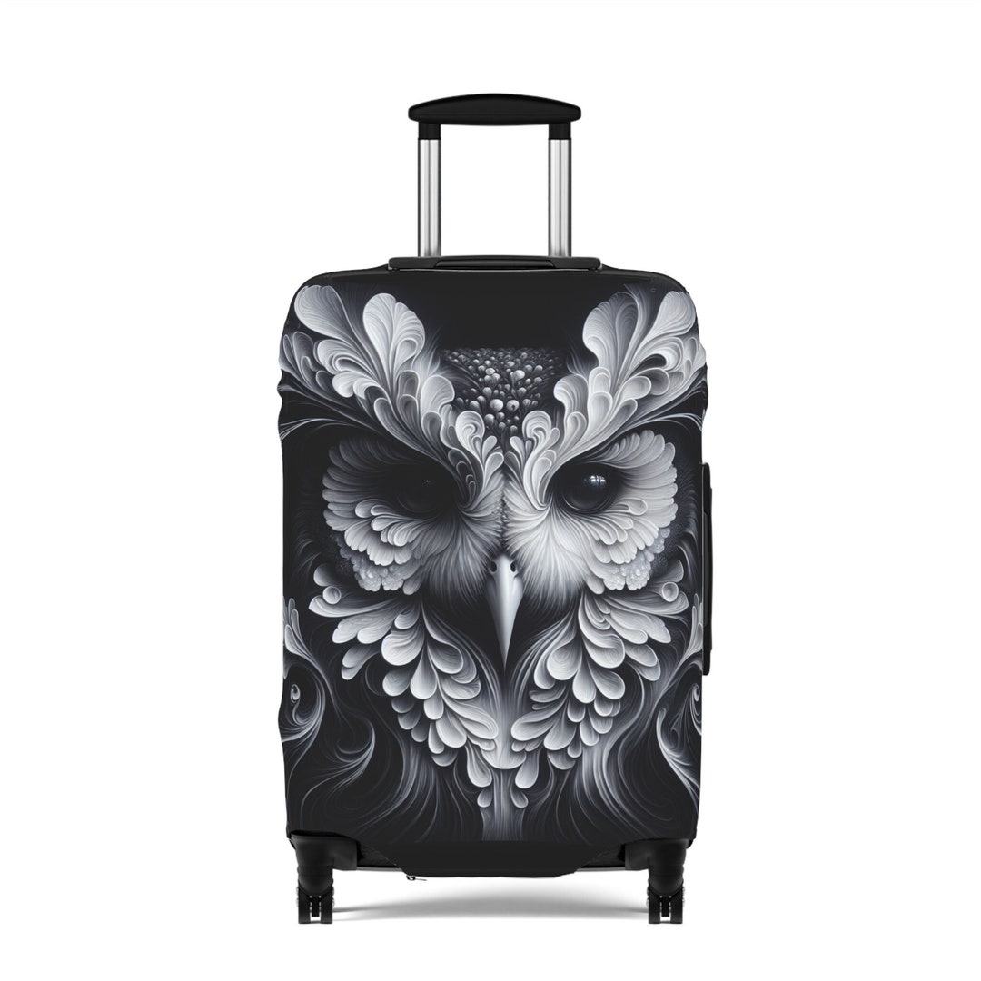 Majestic 3D Black and White Owl Luggage Cover Durable Suitcase Cover ...