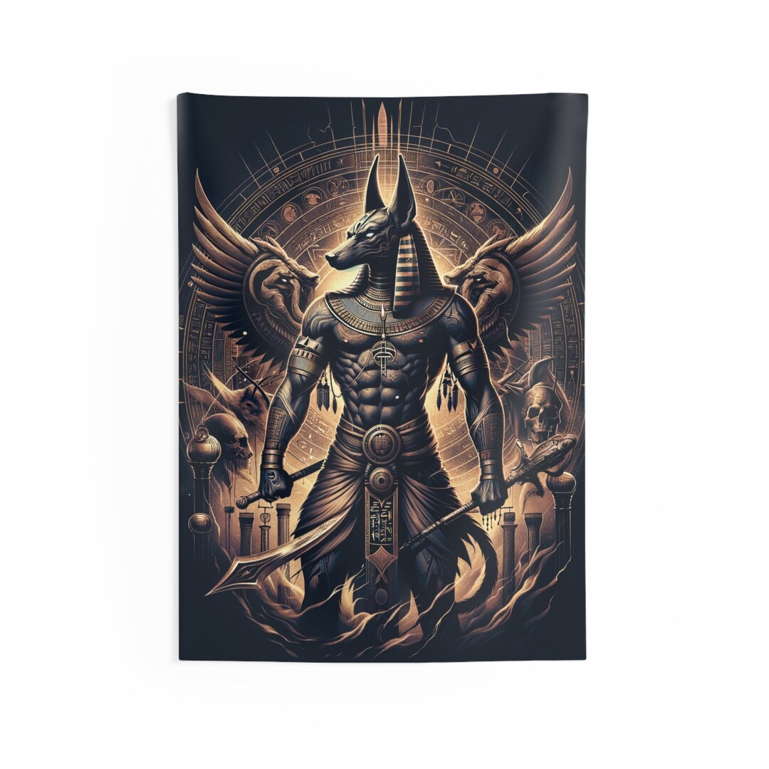 Anubis Tapestry Decor Ancient Egyptian God of Death Mystical Warrior ...