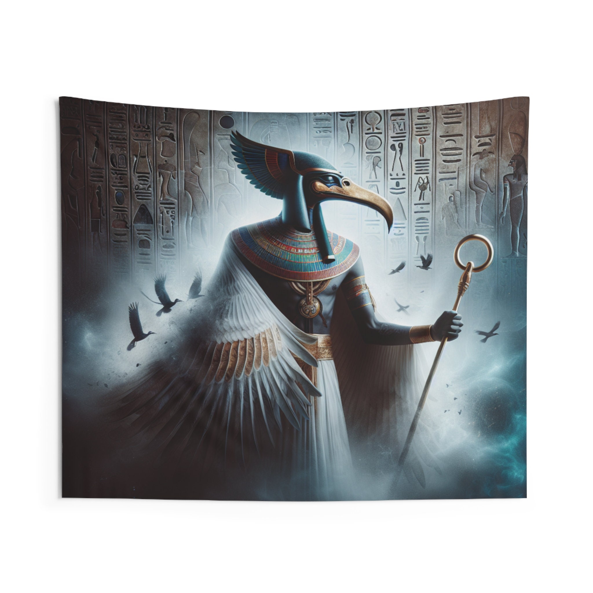 Majestic and Powerful Egyptian God Thoth Tapestry Mysterious Moon ...
