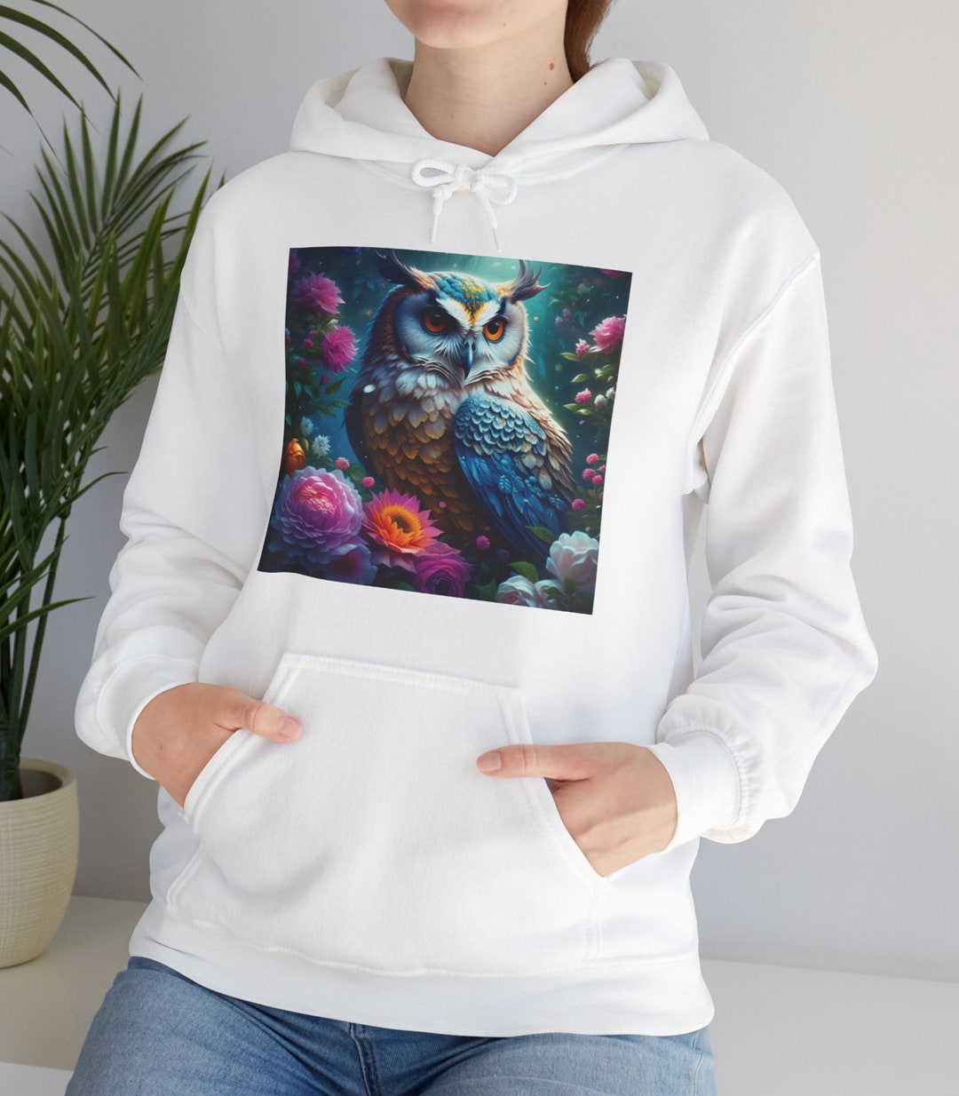 Colorful Horned Owl Hoodie Unique Owl Fashion Wildlife Art Apparel ...