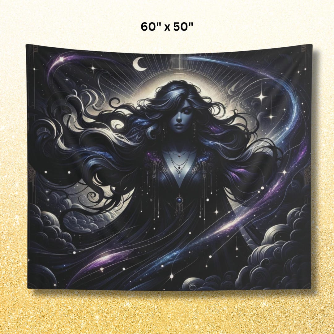 Nyx Goddess Tapestry Ancient Greek Deity Midnight Goddess Tapestry ...