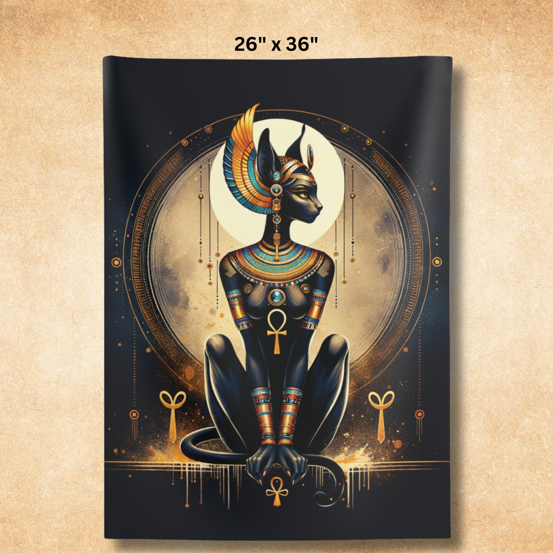 Egyptian Bastet Tapestry: Cat Goddess Wall Art - Etsy