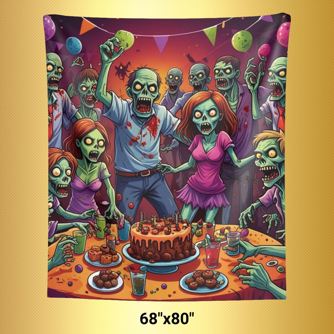 Zombie Party Tapestry: Gothic Halloween Horror Room Decor - Etsy
