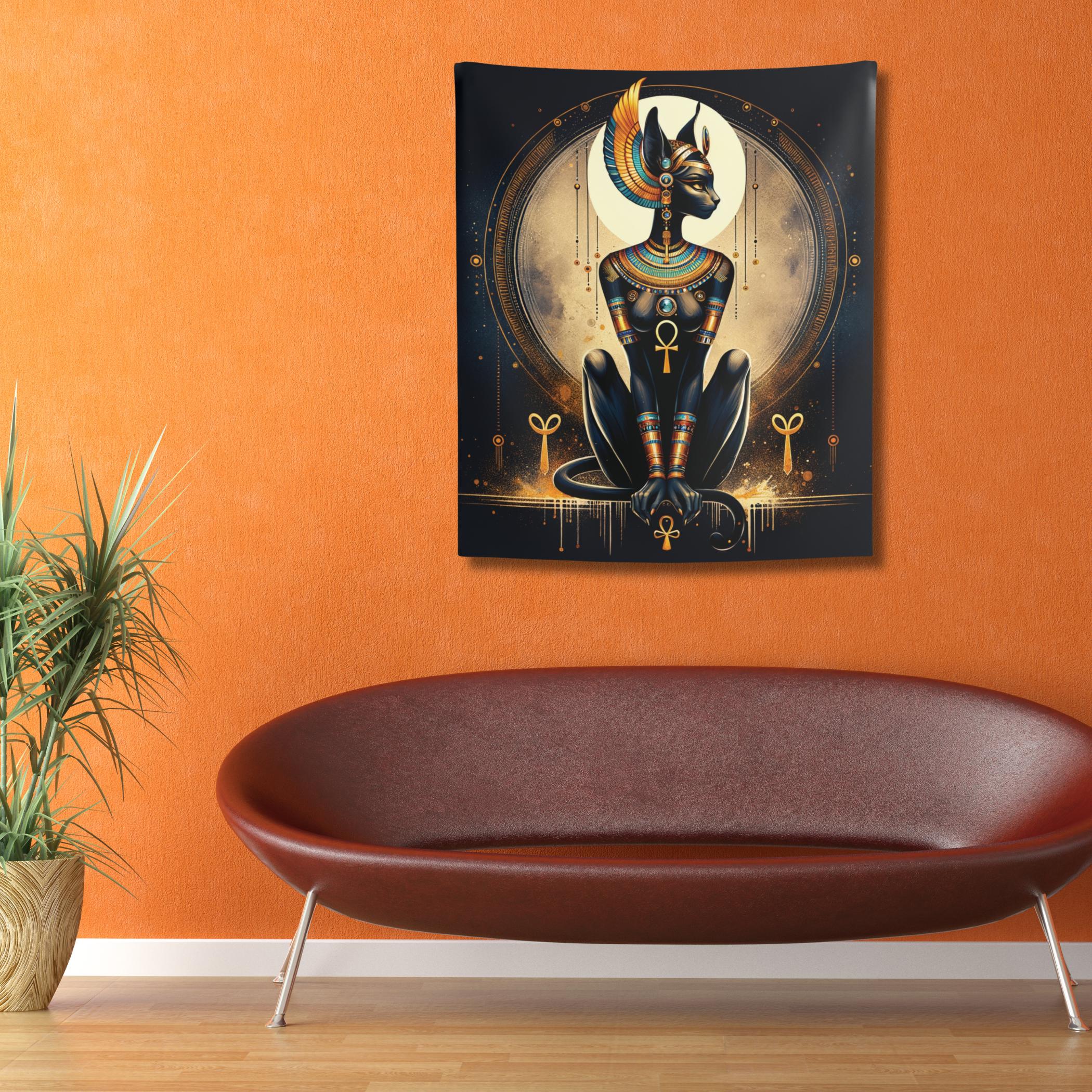 Egyptian Bastet Tapestry: Cat Goddess Wall Art - Etsy