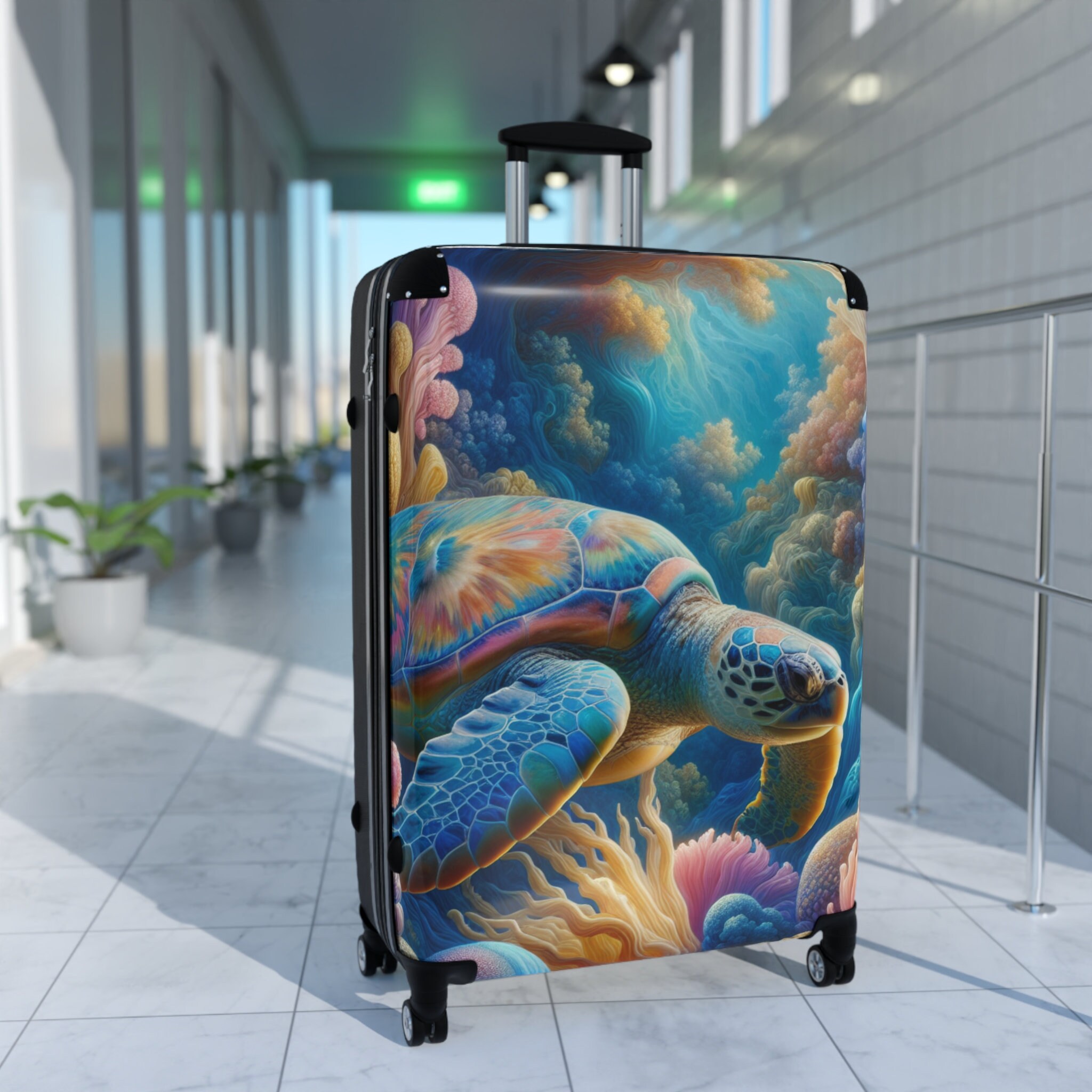 Sea Turtle Suitcase, Ocean Themed Suitcase, Durable Cover Suitcase ...