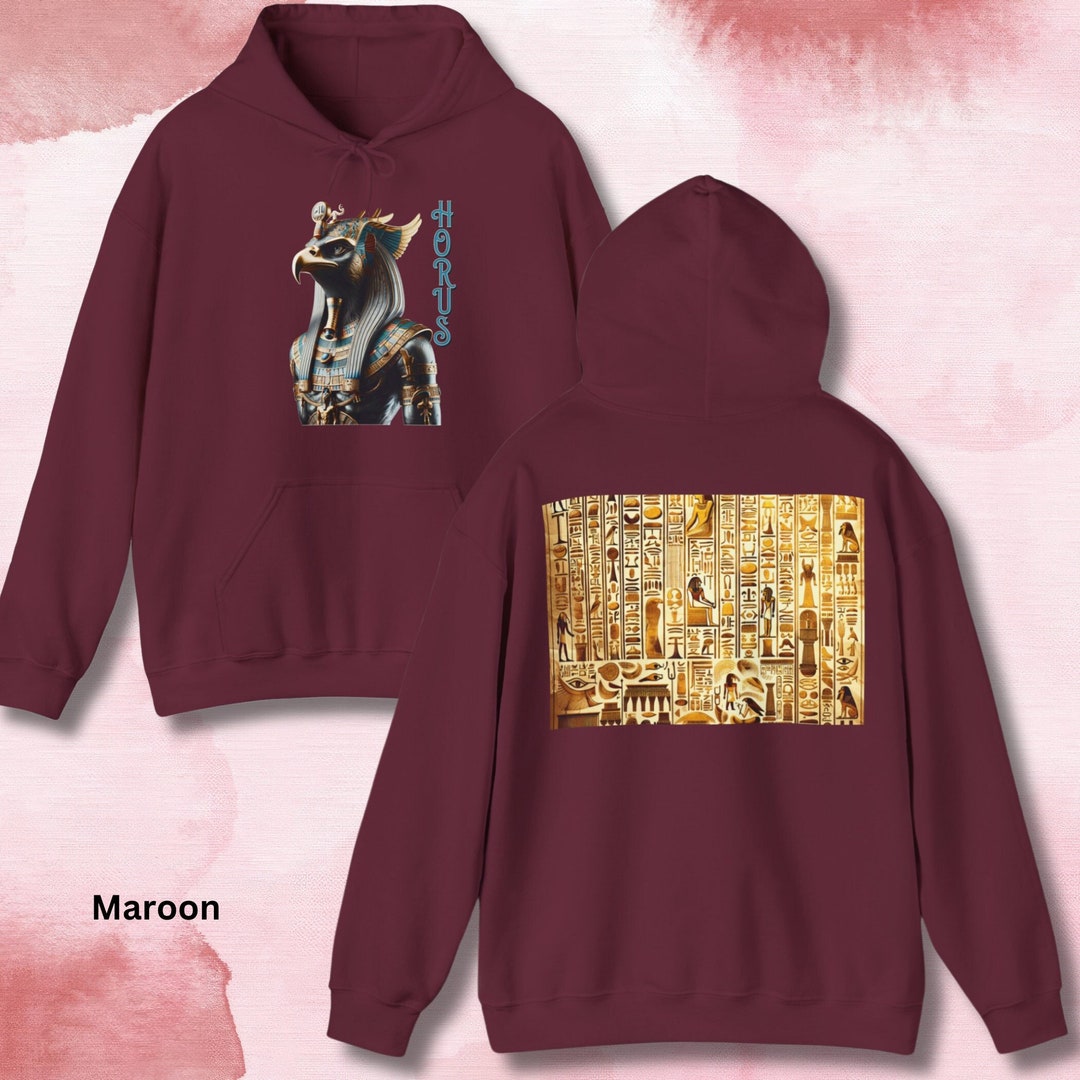 Horus Hoodie Egyptian God Apparel Hieroglyphic Sweatshirt Ancient Egypt Fashion Mythology ...