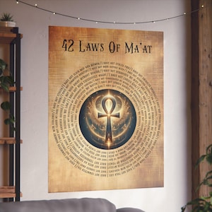 42 Laws of Maat Poster, Egyptian Art, Ancient Egypt Wall Art, Ankh ...