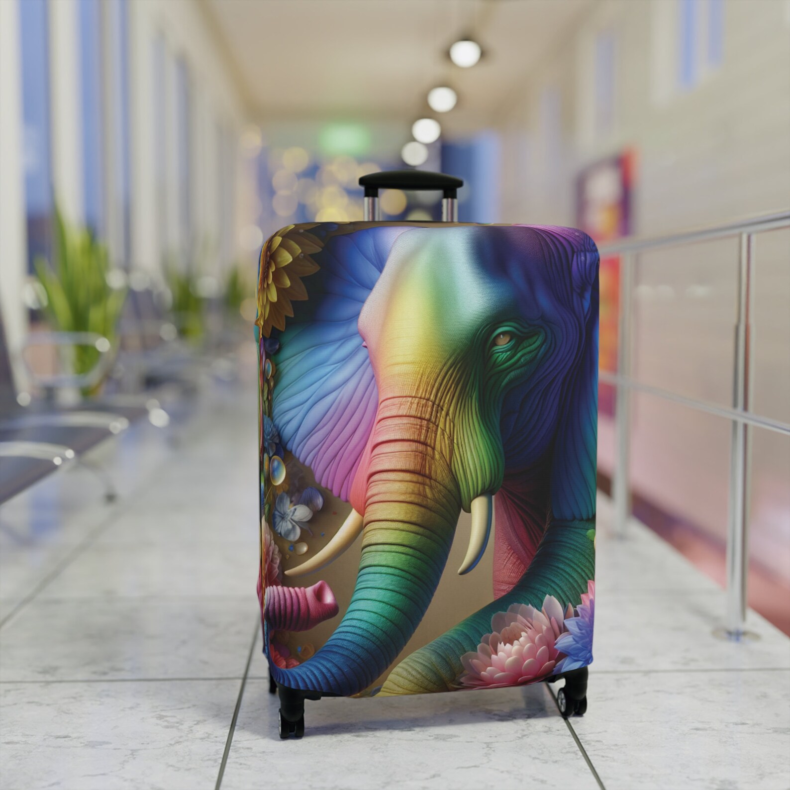 Colorful Elephant Luggage Cover Polyester and Spandex Luggage Cover ...