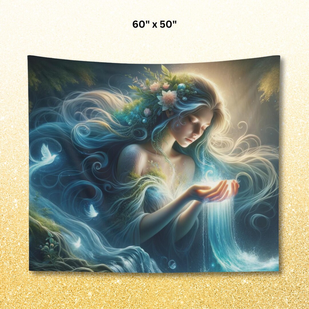 Goddess Gaia Tapestry Divine Earth Mother Art Waterfall Goddess Decor ...