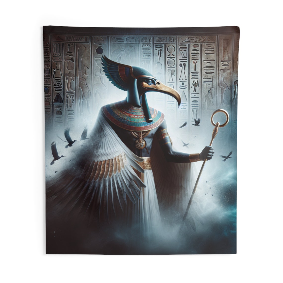 Majestic and Powerful Egyptian God Thoth Tapestry Mysterious Moon ...