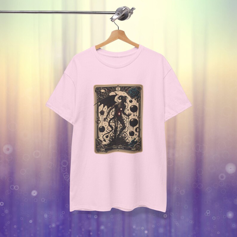 Devil Tarot Card T-shirt: Gothic Occult Art, Dark Fantasy Graphic Tee ...