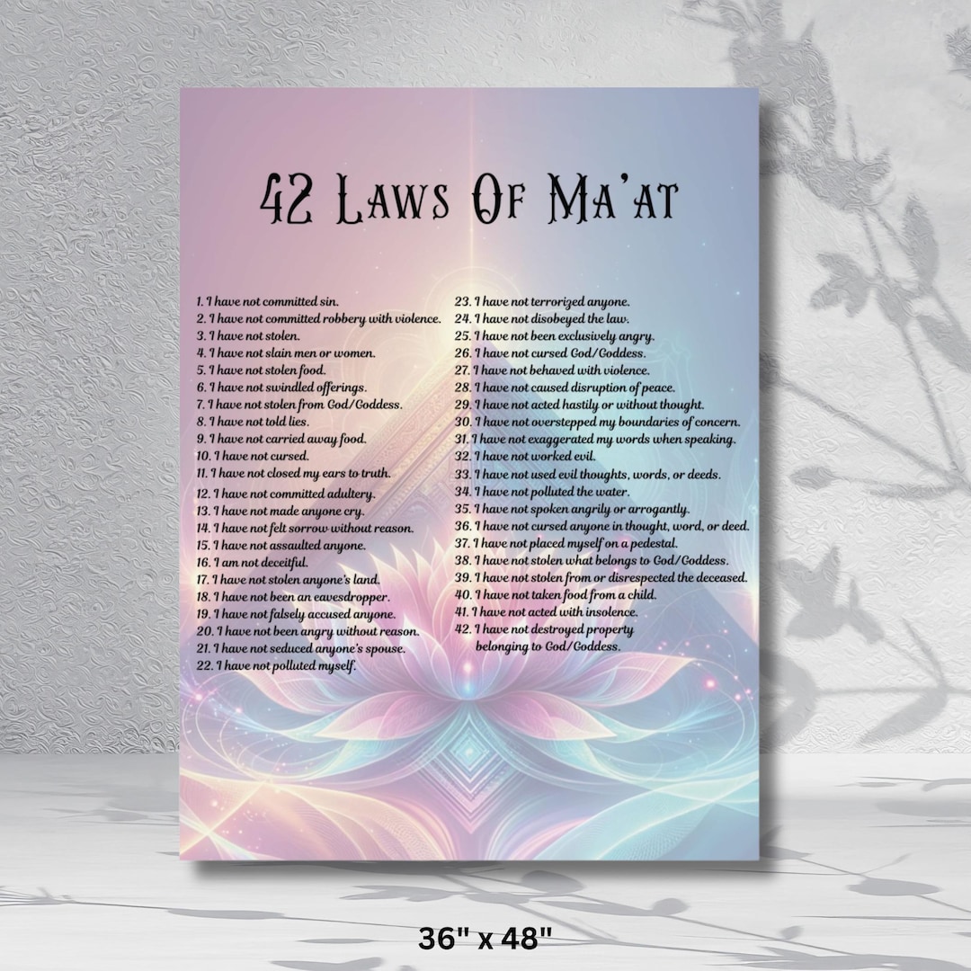 42 Laws of Ma'at Poster Egyptian Spiritual Art Maat Laws Wall Print ...