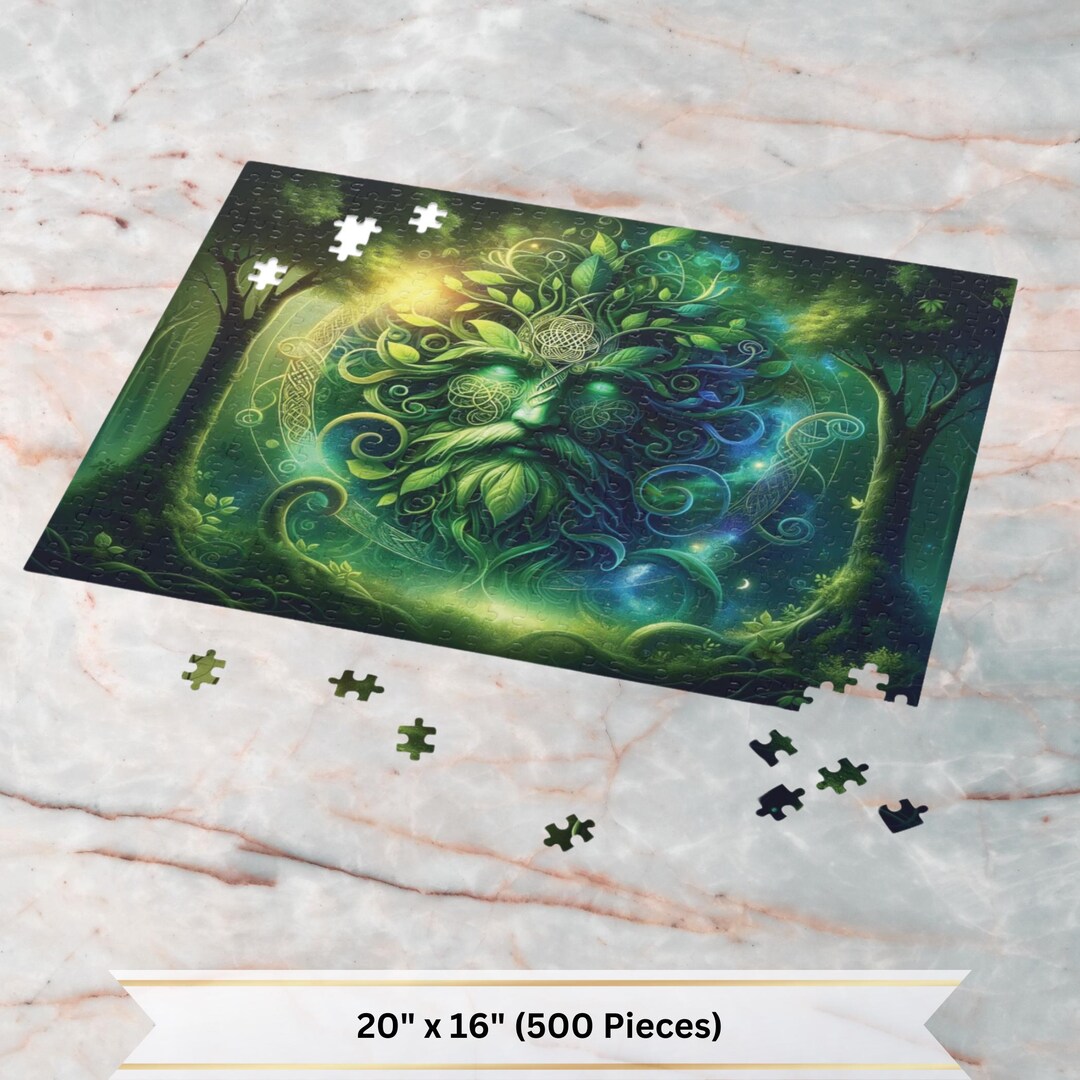 Celtic Green Man Puzzle: Nature Spirit Jigsaw, Mythology Art Gift ...