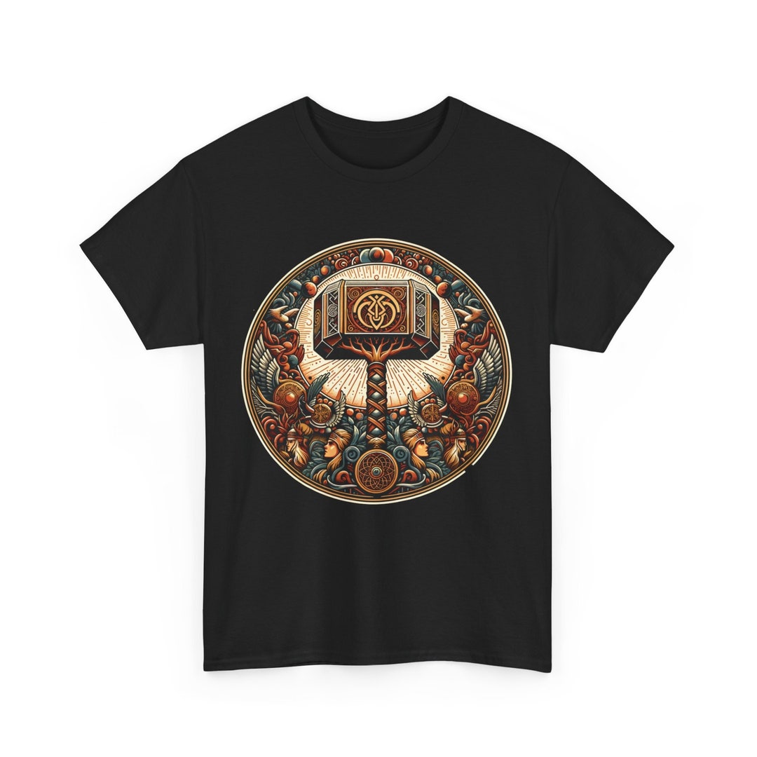 Nordic Mythology Symbols Tshirt Viking Norse Designs With Mjolnir ...