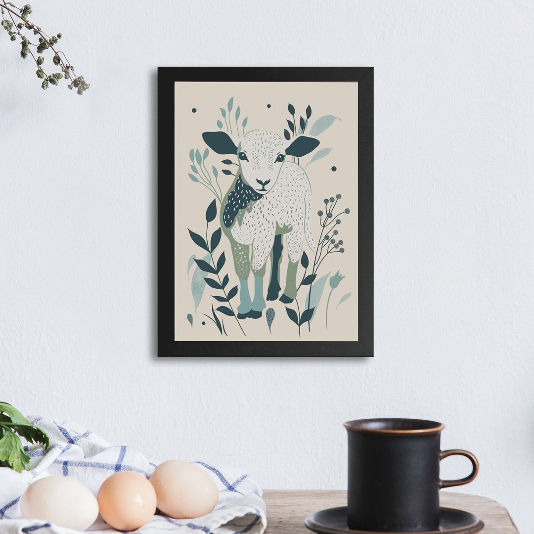 Easter Lamb SVG Illustration, Nursery Wall Art, Pastel Sheep Print ...