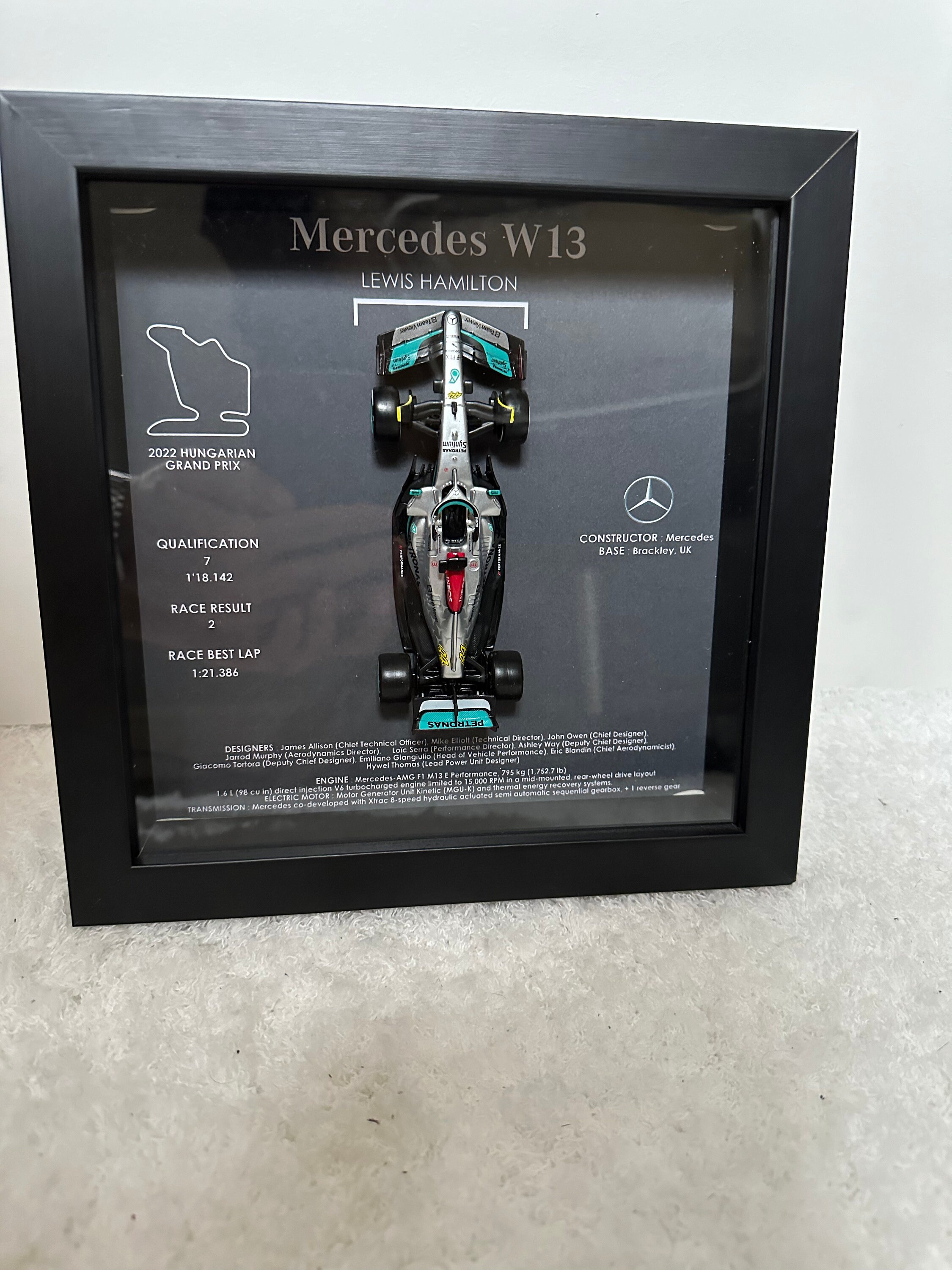 Lewis Hamilton GP F1 Hungarian Mercedes W13 3D Frame - Etsy