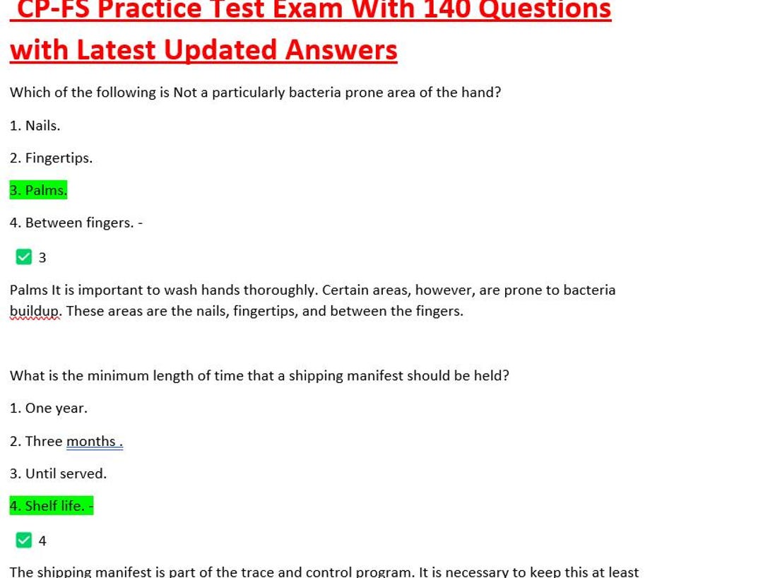 CP-FS Practice Test Exam With 140 Questions With Latest Updated Answers ...