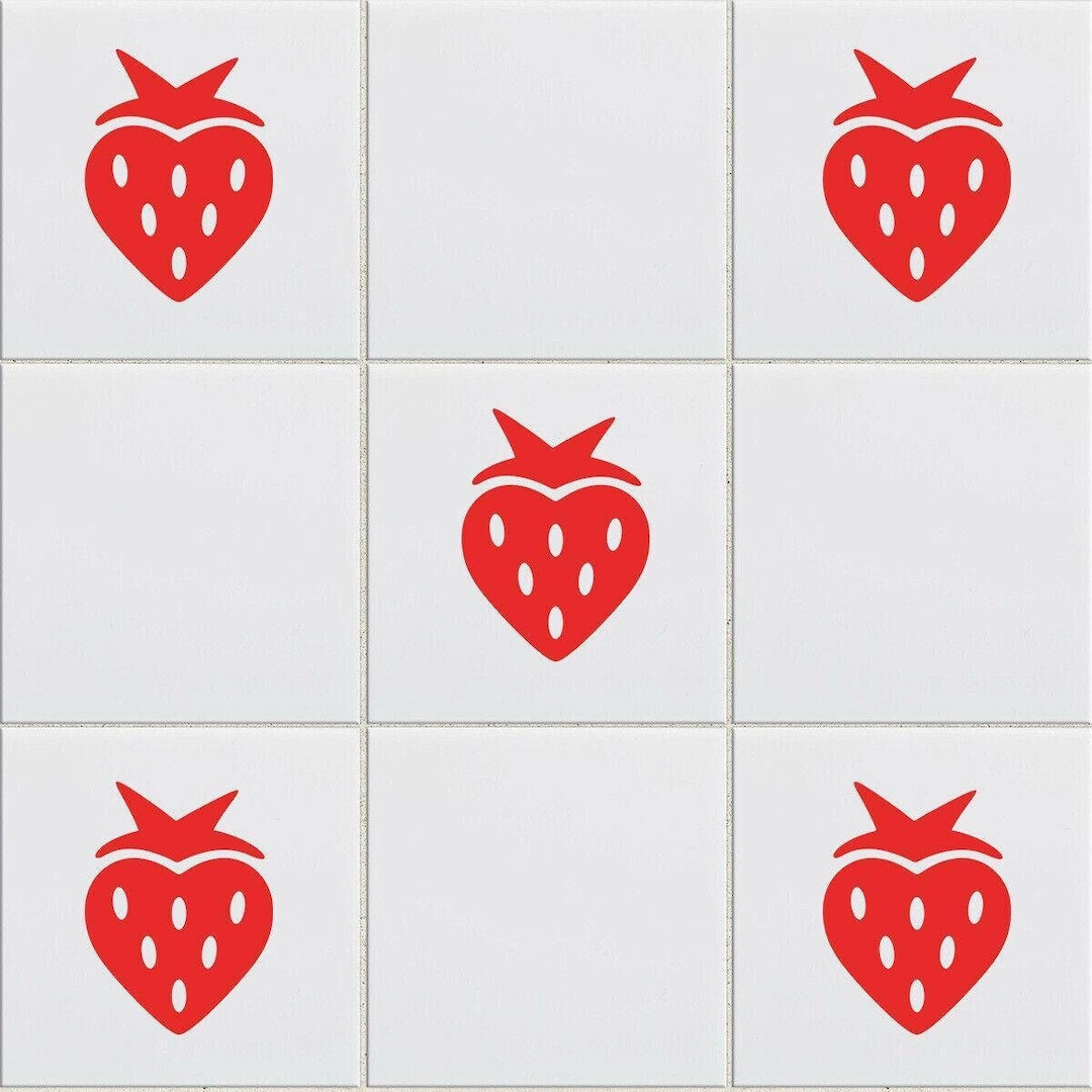 Strawberries Vinyl Tile Stickers Strawberry Wall Decal Transfers ...