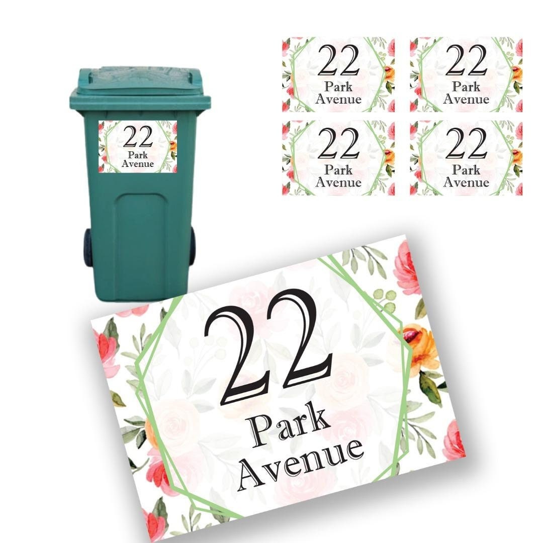 Personalised Wheelie Bin House Address Numbers Stickers Wheelie Dustbin ...