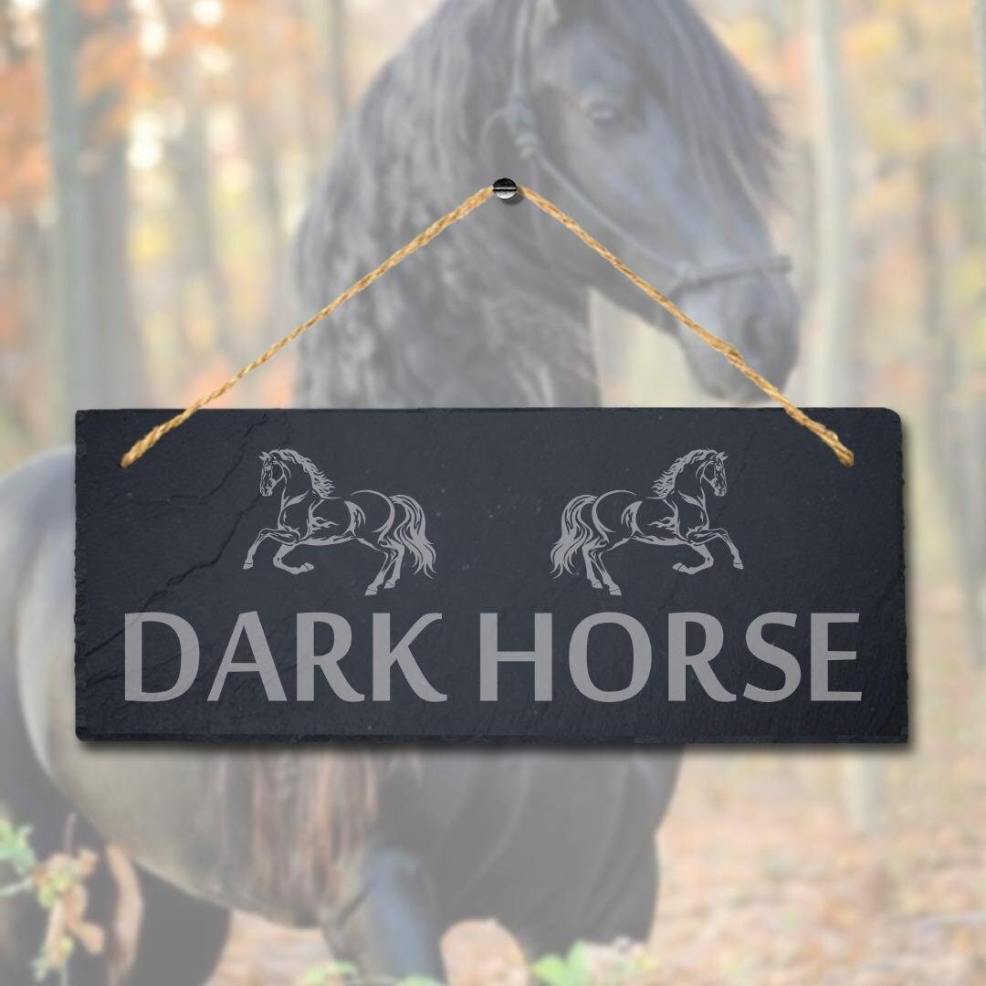 Laser Engraved Hanging Slate Horse Shed Decor - Dark Horse - Pet Animal ...