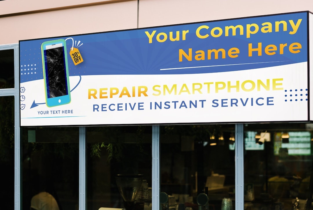 Personalised Mobile Repair Shop Window Banner Custom Vinyl Sign ...