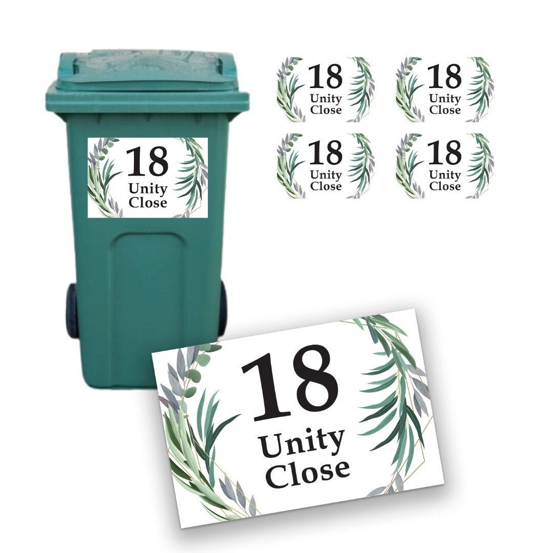 Personalised Wheelie Bin House Numbers Stickers Wheelie Dustbin Sticker ...