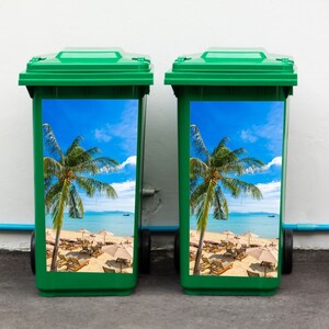 2x Sheets Beach Wheelie Bin Sticker Dustbin Sticker Self Adhesive ...