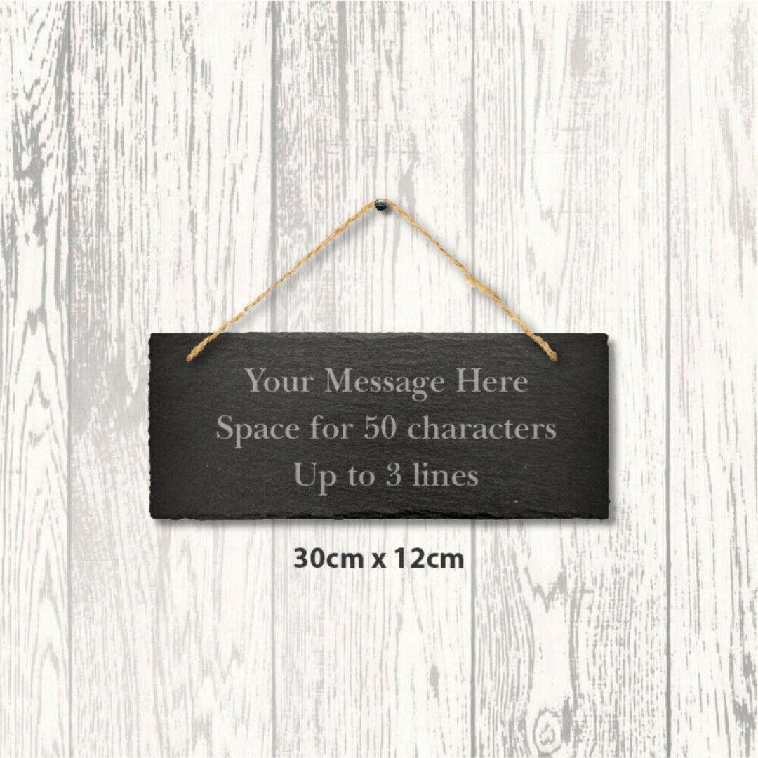 Personalised Slate Hanging Sign Engraved Message Plaque Home Wedding ...