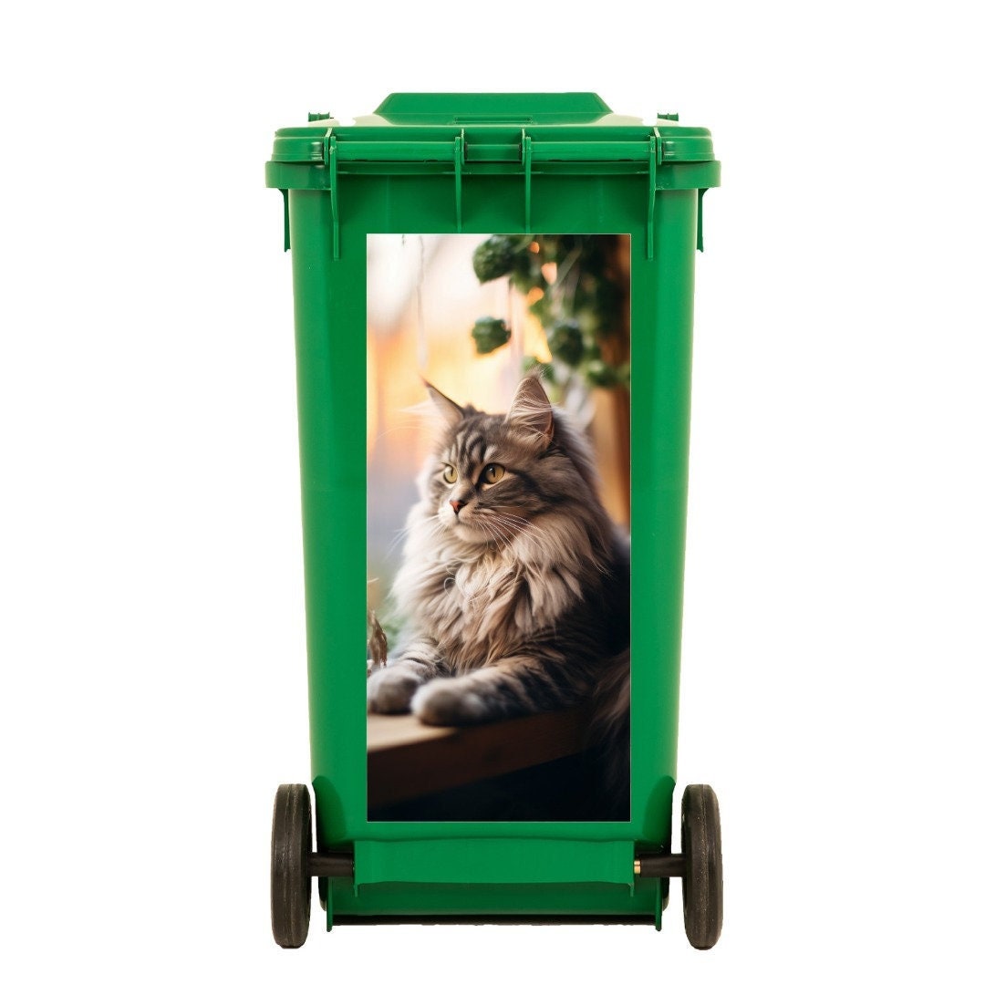 2x Sheets Cat Wheelie Bin Sticker Dustbin Sticker Self Adhesive Outdoor ...