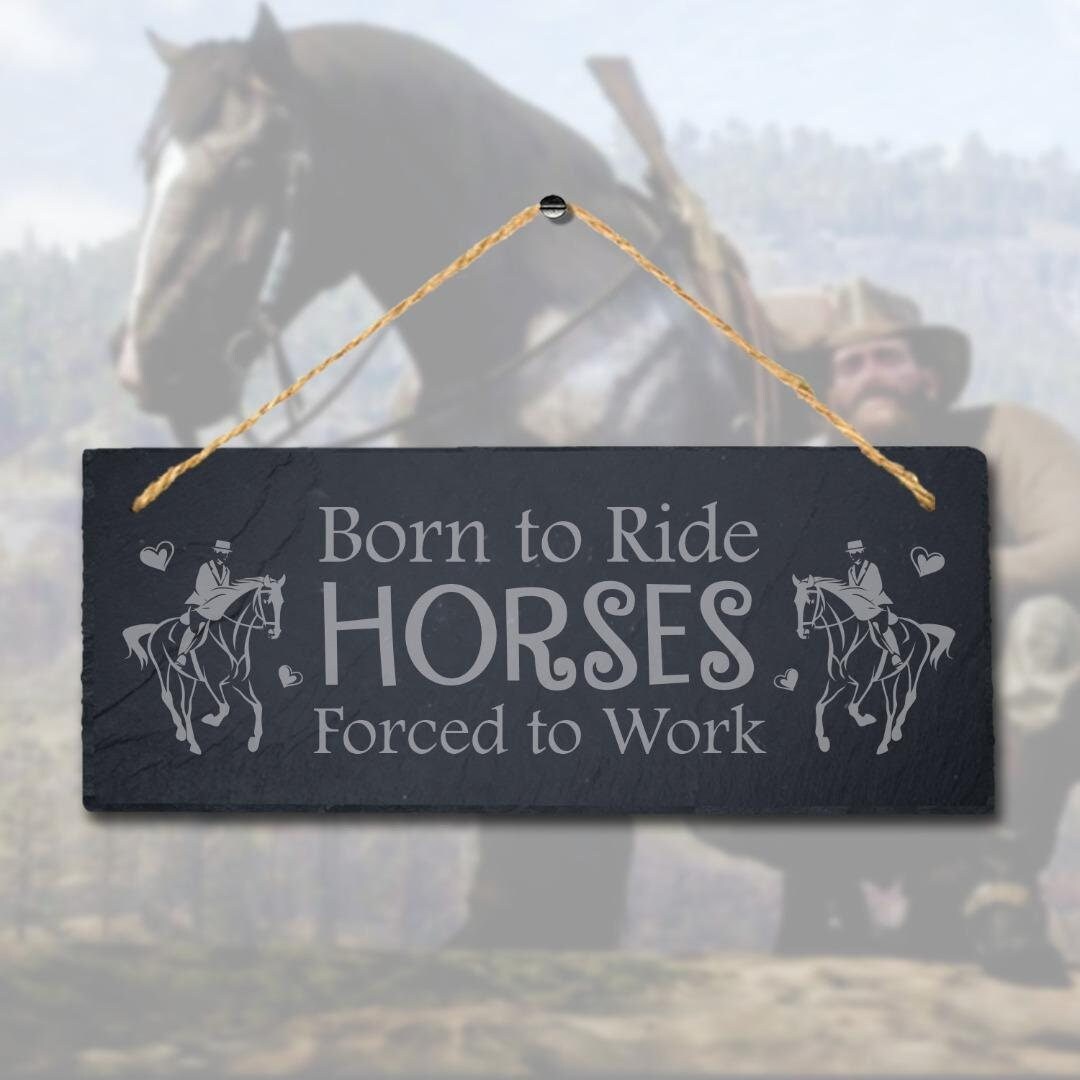 Laser Engraved - Born to Ride Horses - Hanging Slate Pets Shed Ride ...