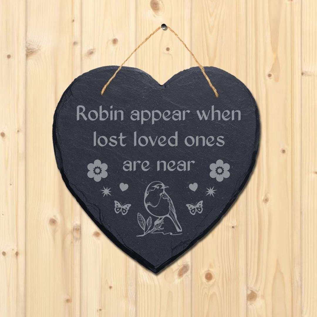 Robin Appear When Lost Loved Engraved Hanging Memorial Heart Shape ...