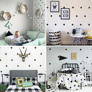 Cute Cross Shape Wall Stickers Nursery Kids Bedroom Vinyl Decal Stars ...